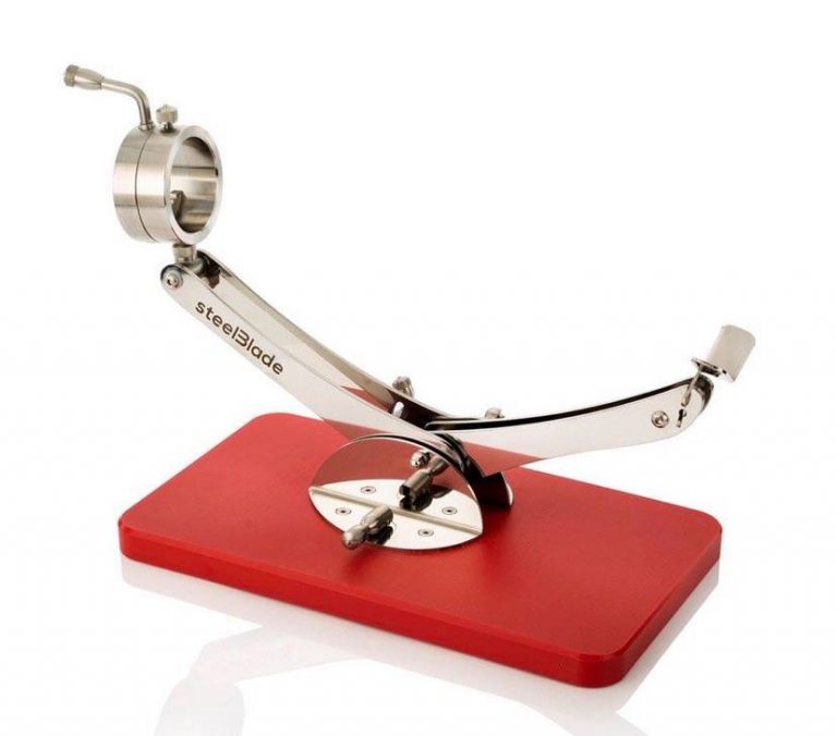 Jamonero articulado giratorio 360º Inox rojo Steelblade - Academia de corte